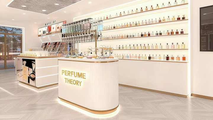 Custom Logo Perfume Store Display Counters & Wall Showcase