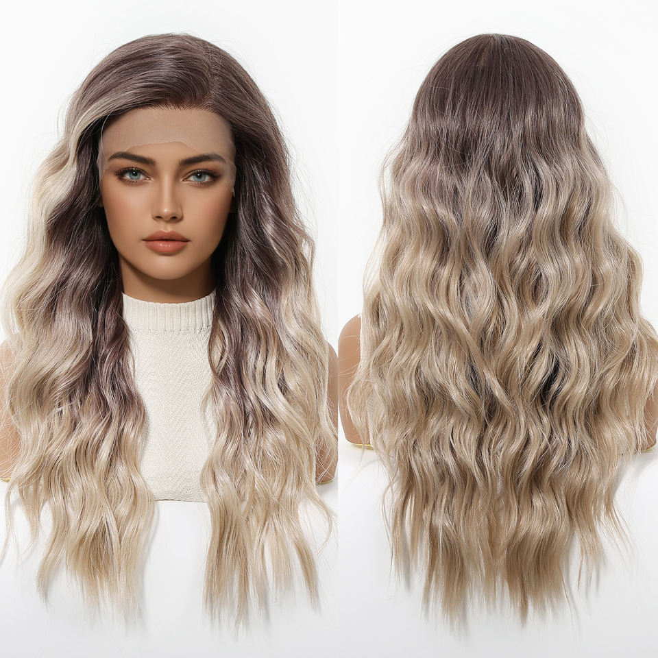 13x6 HD Lace Wig Synthetic Future Fiber Soft Wig Long Curly Hair Mixed ...