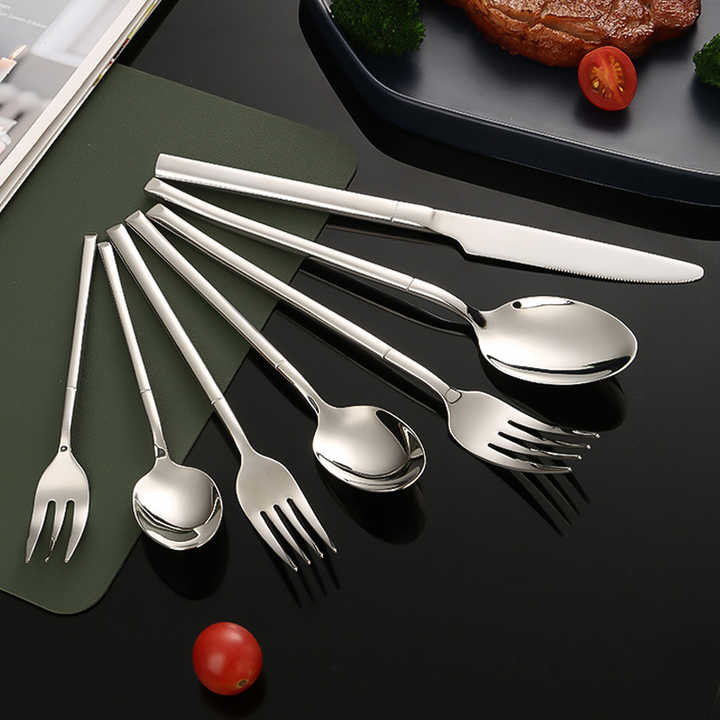 Modern Spoon Fork Knife Set Wedding Silverware Gold Cutlery Luxury ...