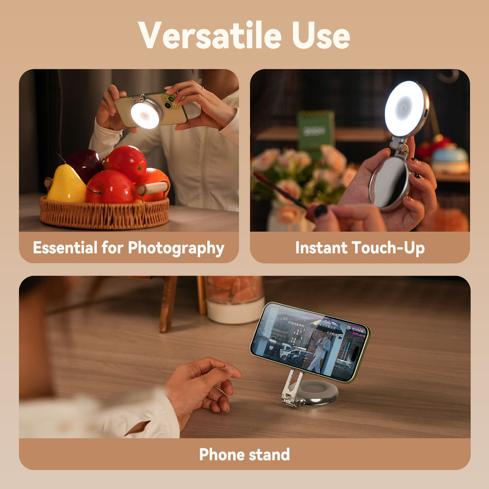 TELESIN Rechargeable Magnetic RGB Selfie Ring Light Adjustable Color ...