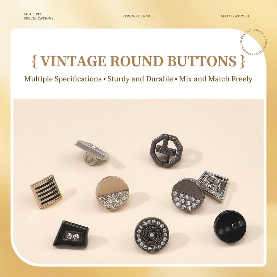 Metal Shank Buttons Color-Retentive Diamond & Pearl Inlaid Buttons for ...
