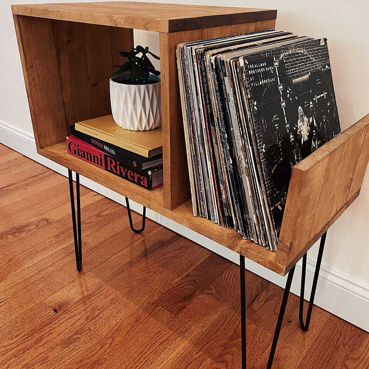 Customizable Wood Record Album Holder - Store up to 200 Albums