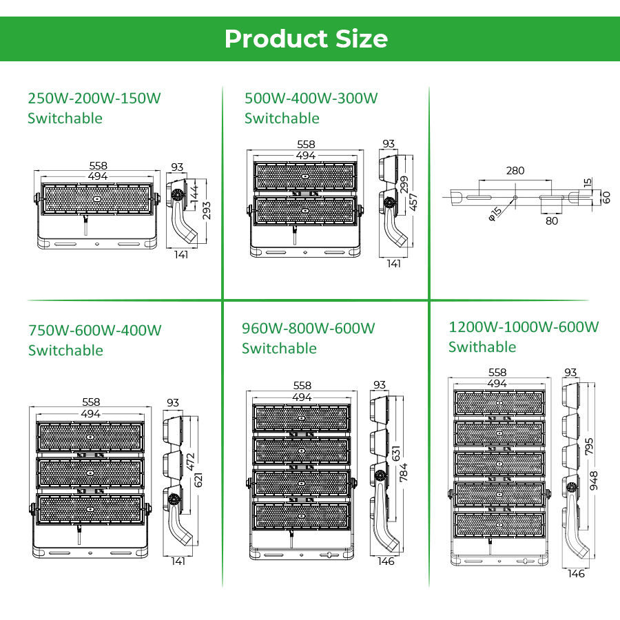 SKD Solution Led Stadium Light Outdoor 1000 Watts 1200W Flood Light Super Bright Sport Court Gym ...