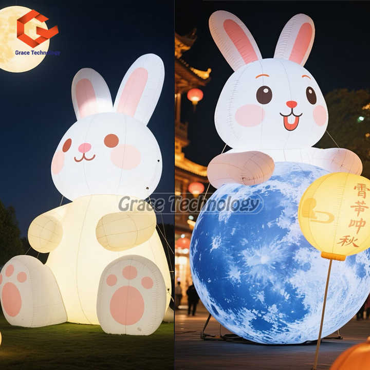 Giant Inflatable Rabbit Cartoon Mid-Autumn Festival Decoration ...