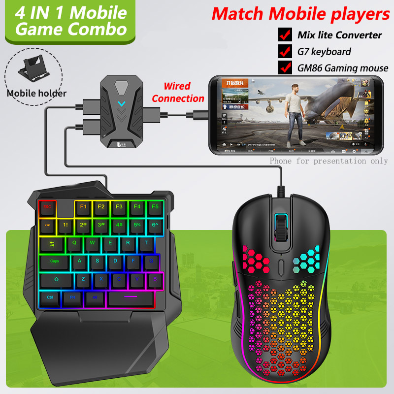 MIX Lite 4 in 1 Wired Keyboard and Mouse Combo for Mobile Gaming - USB ...