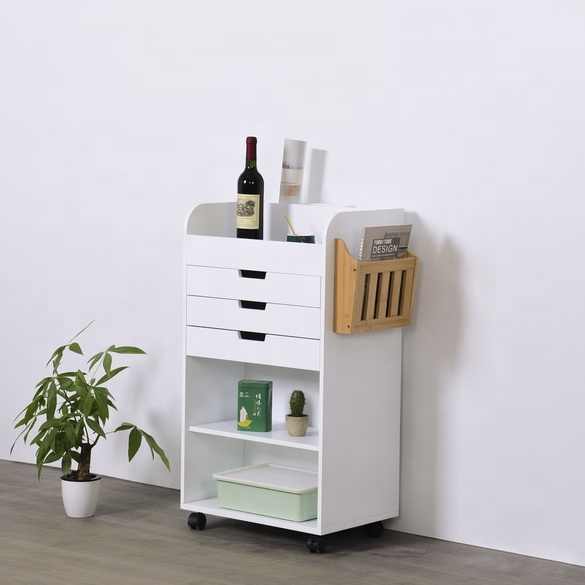 Modern Multifunction Lockable Casters Rolling Storage Cabinet Cart with ...