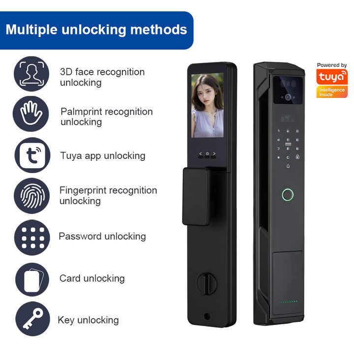 Glomarket Tuya App Smart Door Lock Electronic Automatic 3d Face Recognition Fingerprint Keyless ...