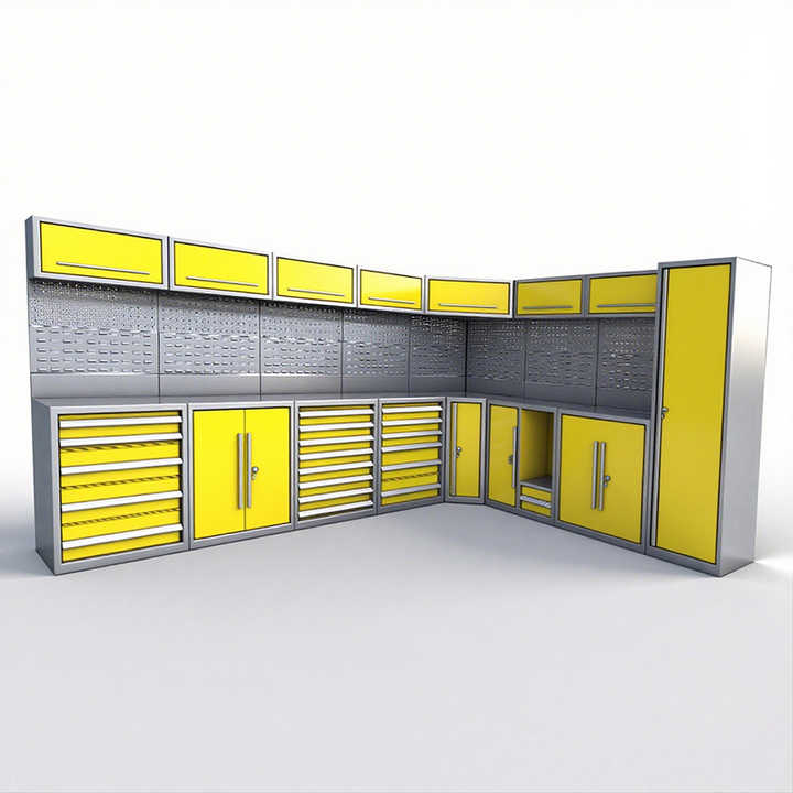 Baona Corner Garage Tool Cabinet Workshop Storage Heavy Duty Steel ...