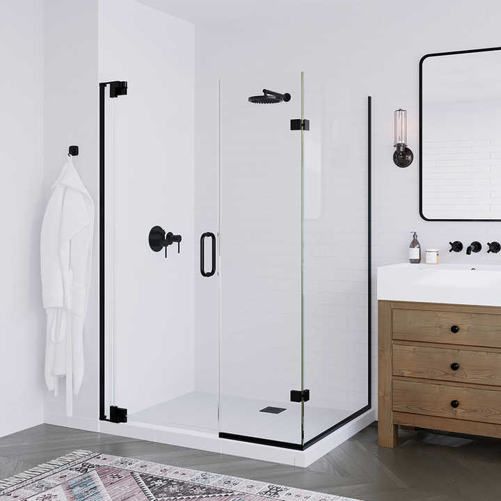 Modern Luxury Rectangle Pivot Glass Shower Door Stainless Steel Shower ...