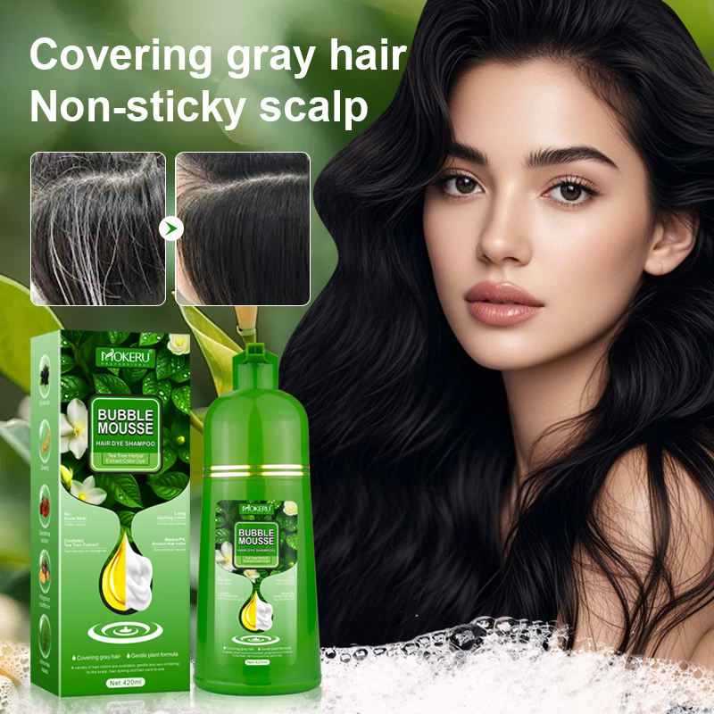 For 500ml Bubble Mousse Hair Dye Shampoo Premium Grade Herbal 100% Gray ...