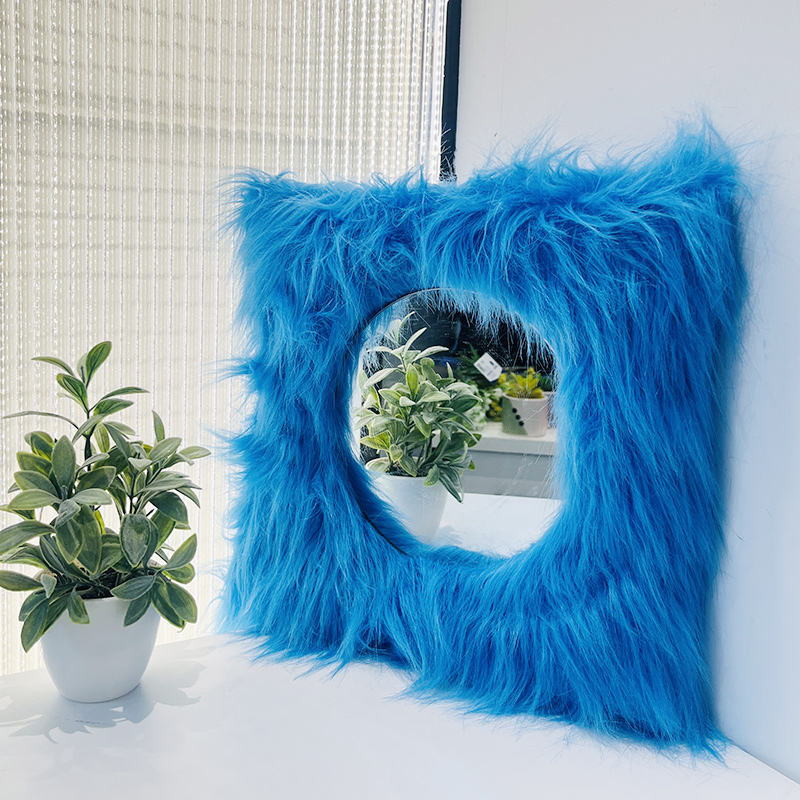 Blue Fluffy Glass Mirror - Lightweight & Easy Install