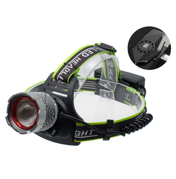 Led White Laser Beads Battery Display Aluminum Alloy Headlamp ...