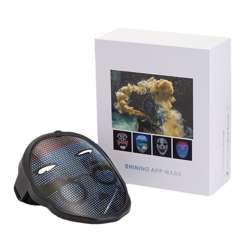 Halloween Face Changing Shining Mask USB Rechargeable Led Screen Smart ...