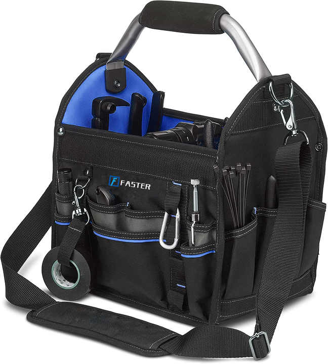12" Pro Tool Tote Water Resistant Tool Bag with Rotating Handle ...