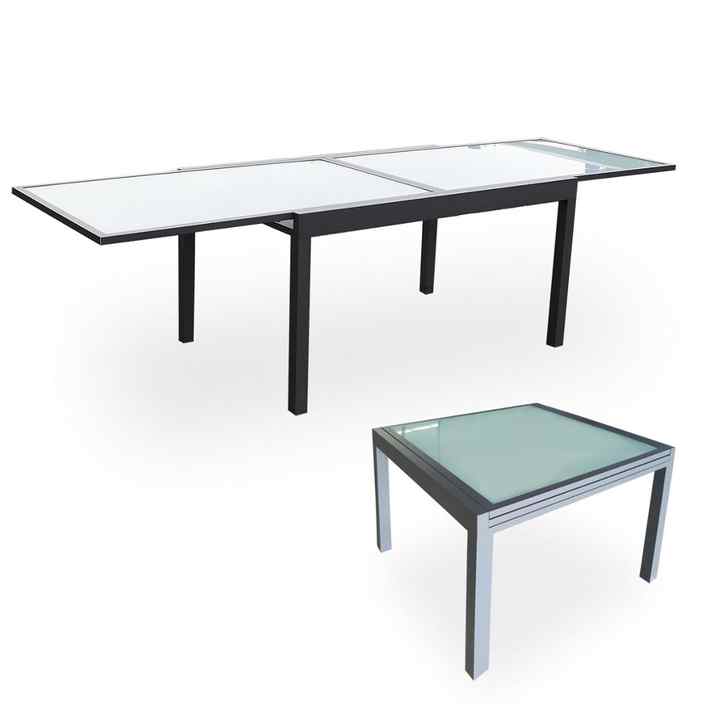 Outdoor Aluminium Glass Extension Table for Garden Patio