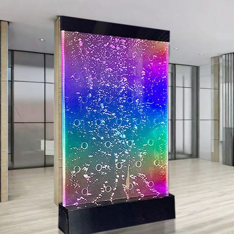 Custom Made Acrylic Aquarium Bubble Wall with LED Lights