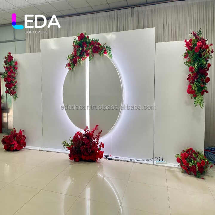 LEDA Custom Pvc Arch Backdrop Metal White Light Backdrop Arch Wall for ...