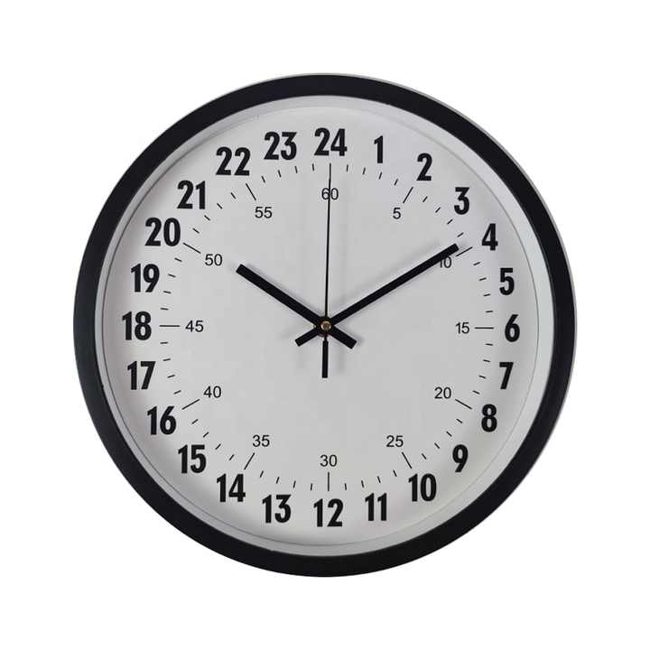 Customized 24 Hour Analog Wall Clock For Home Decor OEM