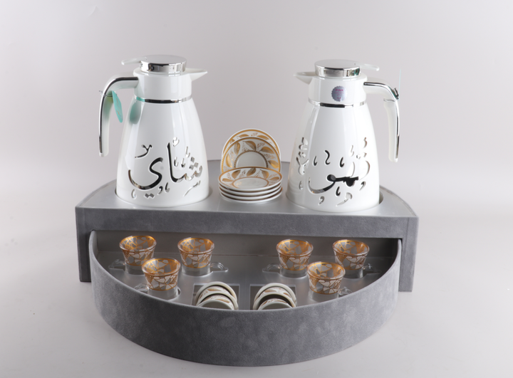 High Quality Dallah Arabic Style Glass Cups & Thermos Set