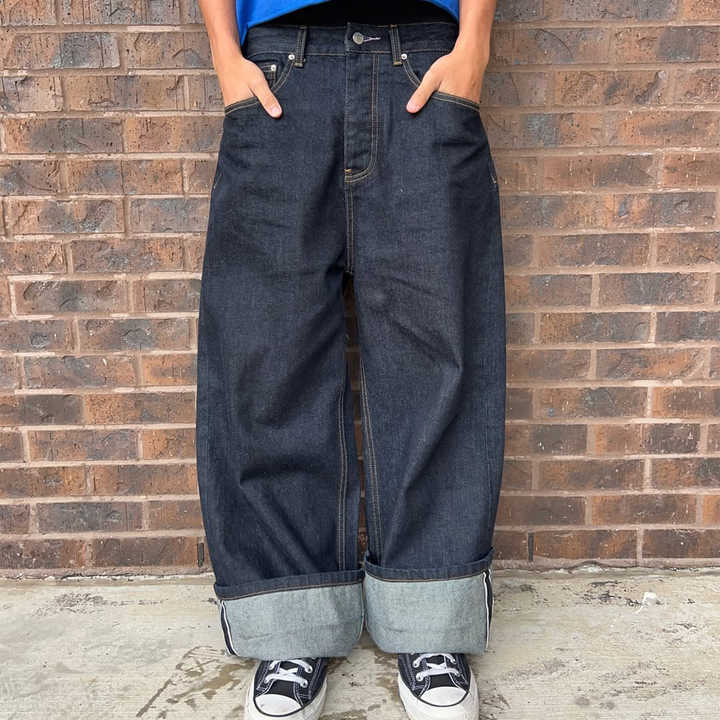 Retro Raw Selvedge Denim Jeans - Dark Indigo 14oz Cotton
