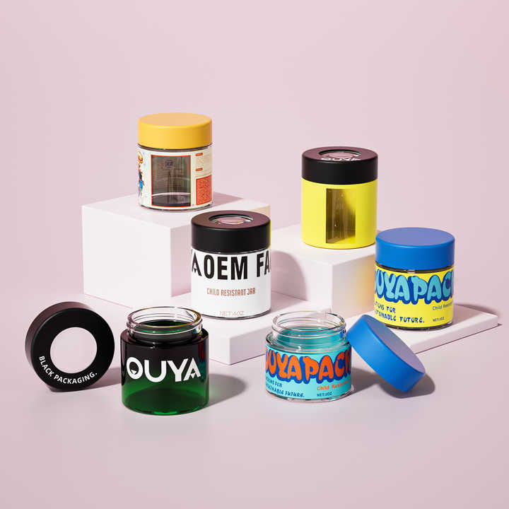 Fancy Design Customized 3.5g Glass Jars With Lids Soft Touch 3oz 4oz ...
