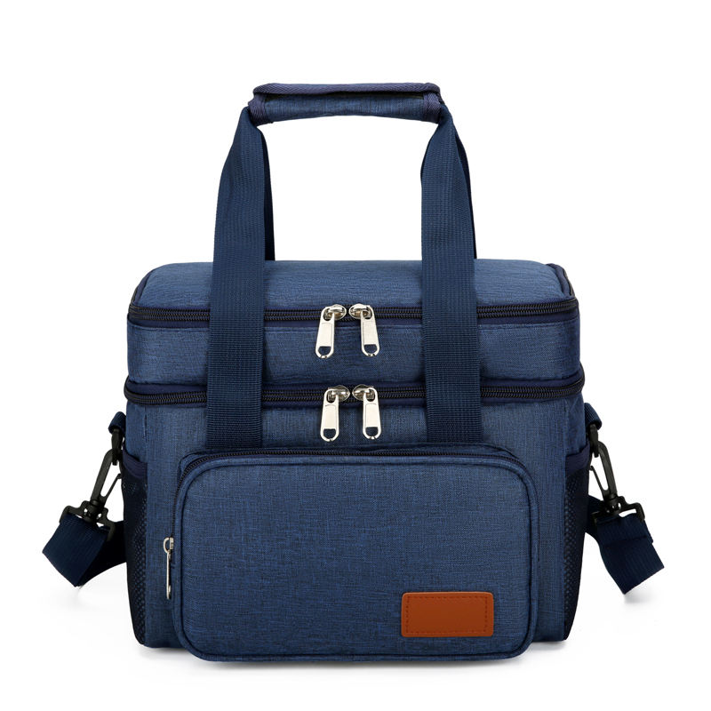 Solid Color Oxford Cloth Large Double Layer Sreusable Thermal Lunch Bag ...