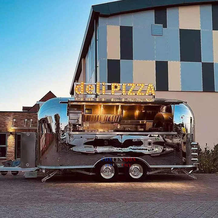 Silver Food Trailer with Pizza Oven - Fully Equipped