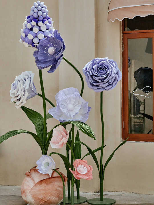Handmade Large Paper Purple Color poppy for Window Decor Wedding Party ...