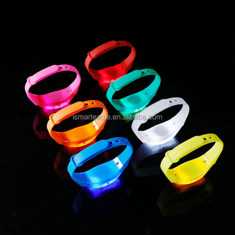 Music Control RGB Multi Color LED Silicone Bracelet Luminous Flashing ...
