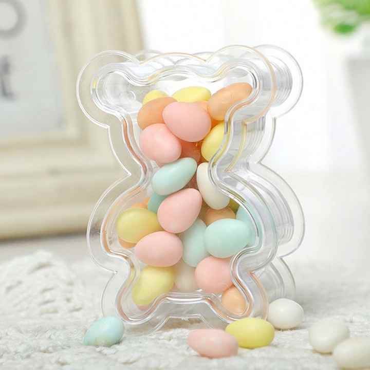 Flat Teddy Bear Shape Plastic Dragees Container Ourson Candy Package ...