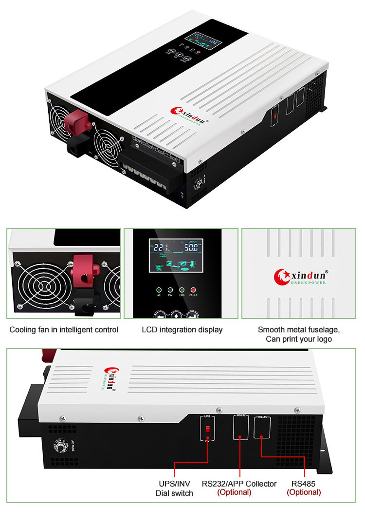 Off grid pure sine wave inverter 3kw 3000w dc to ac hybrid mppt solar ...
