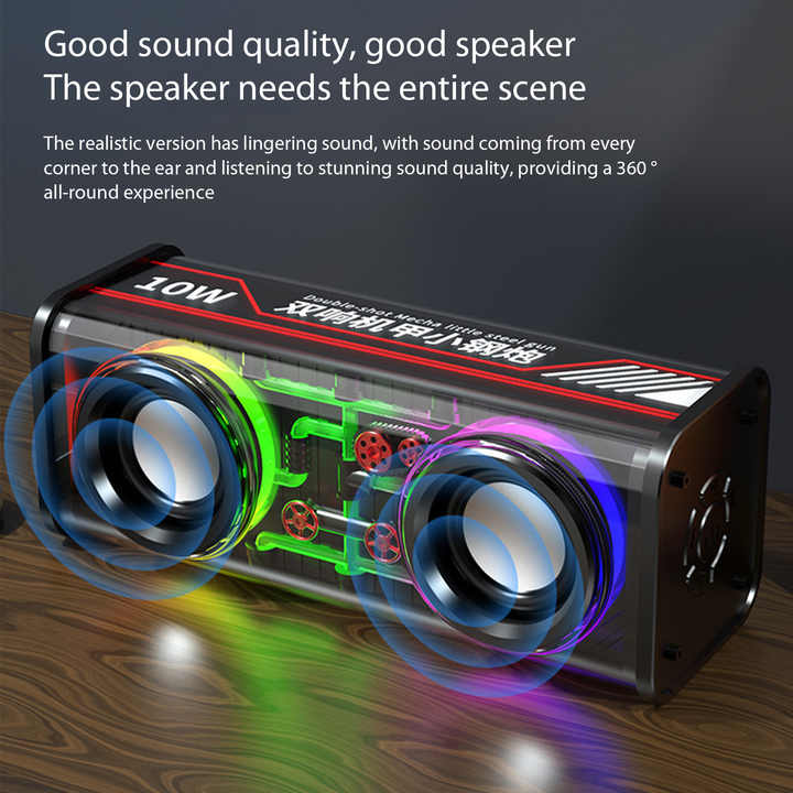 2024 V8 Armour Dual Bluetooth Speaker - LED Light & Waterproof