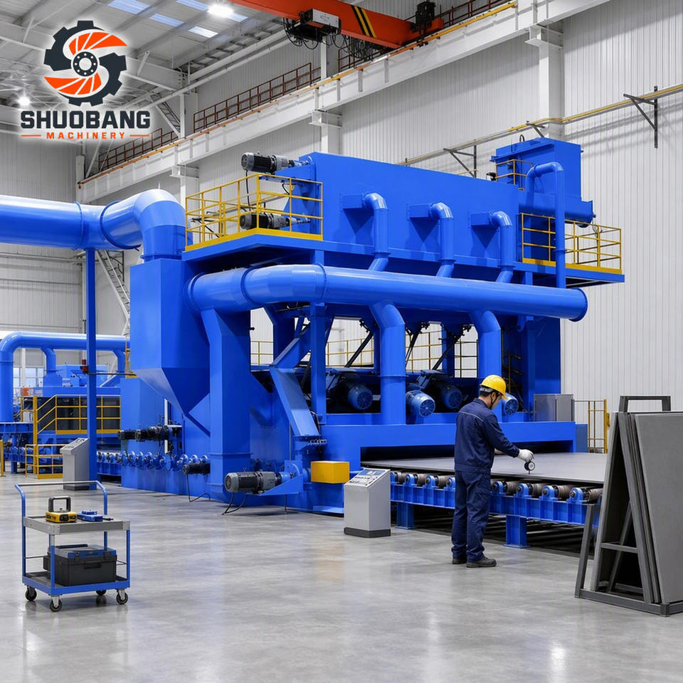 Automatic Electric Steel Plate Shot Blasting Machine with PLC Control ...