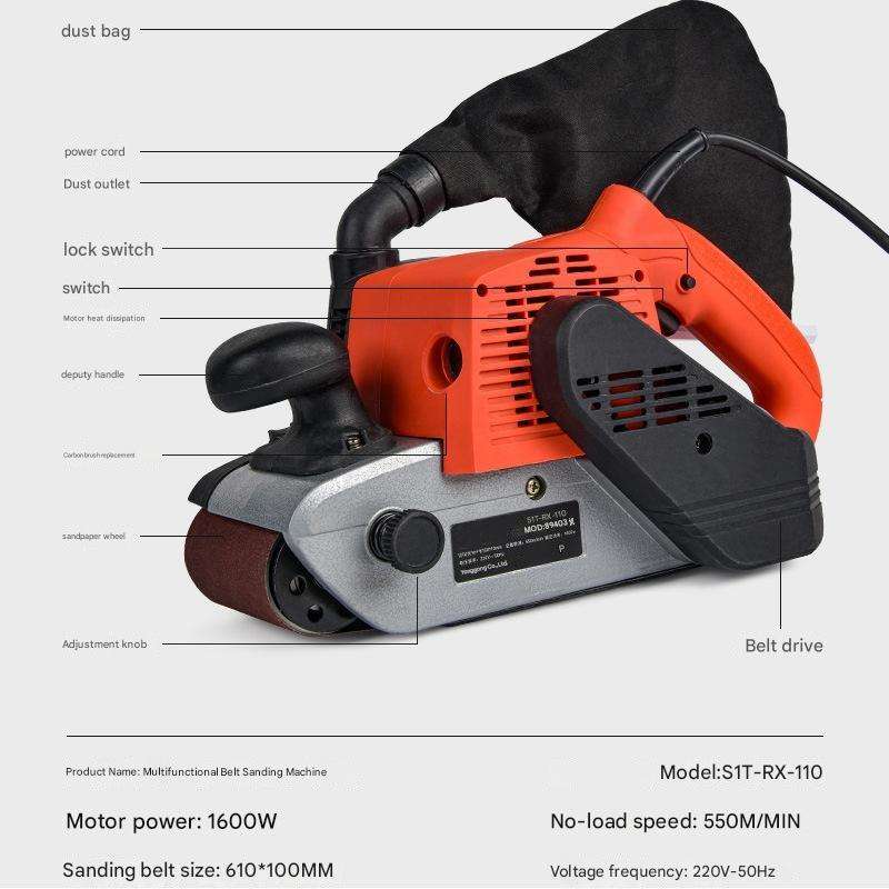 1600W Portable Wood Machinery Polishing Grinder Machine Hand-Held Speed ...