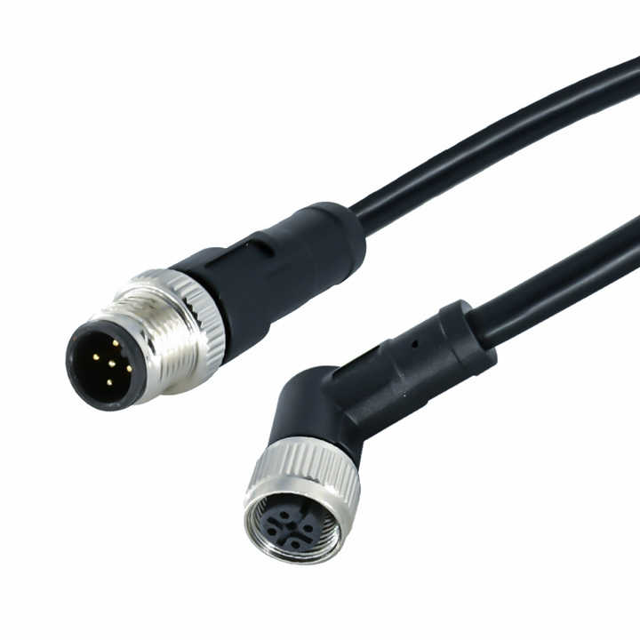 Industrial M12 Molded Circular PVC PUR 3p -12p Male and Female Straight ...