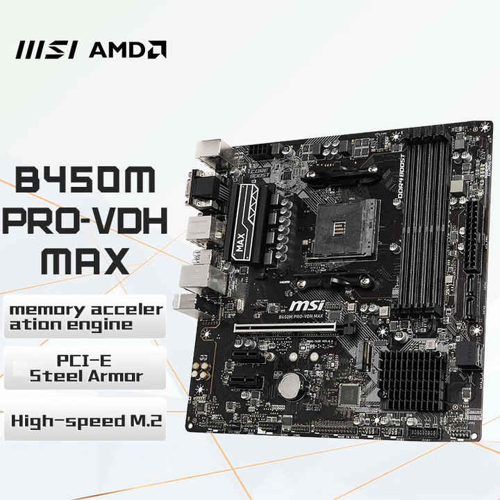 MSI B450M PRO-VDH MAX Computer Motherboard Supports CPU 5600X/5600G ...