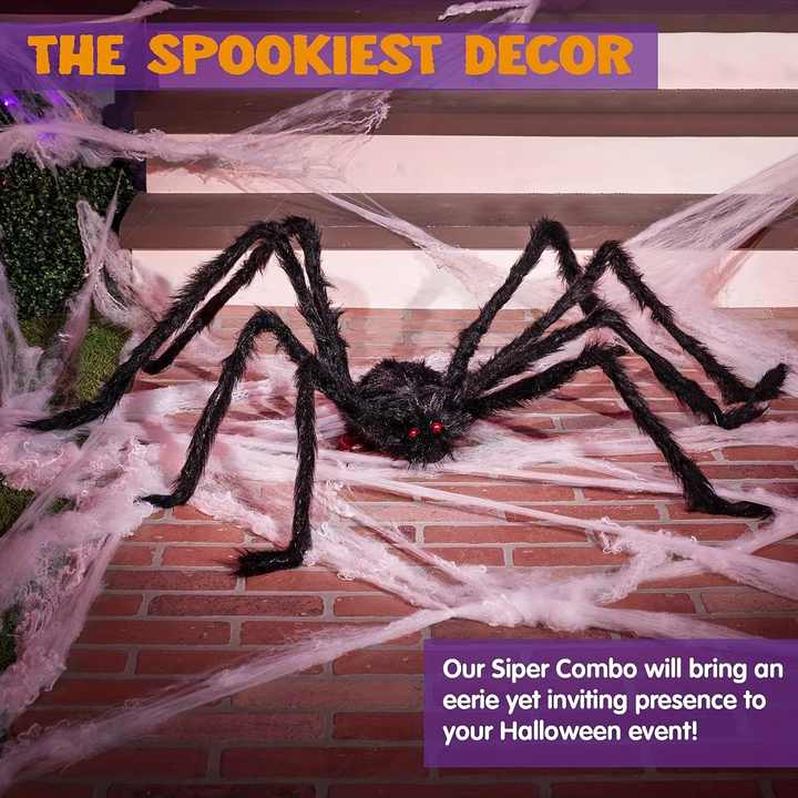 DAMAI Halloween Giant Spider Decorations Realistic Halloween Spider ...