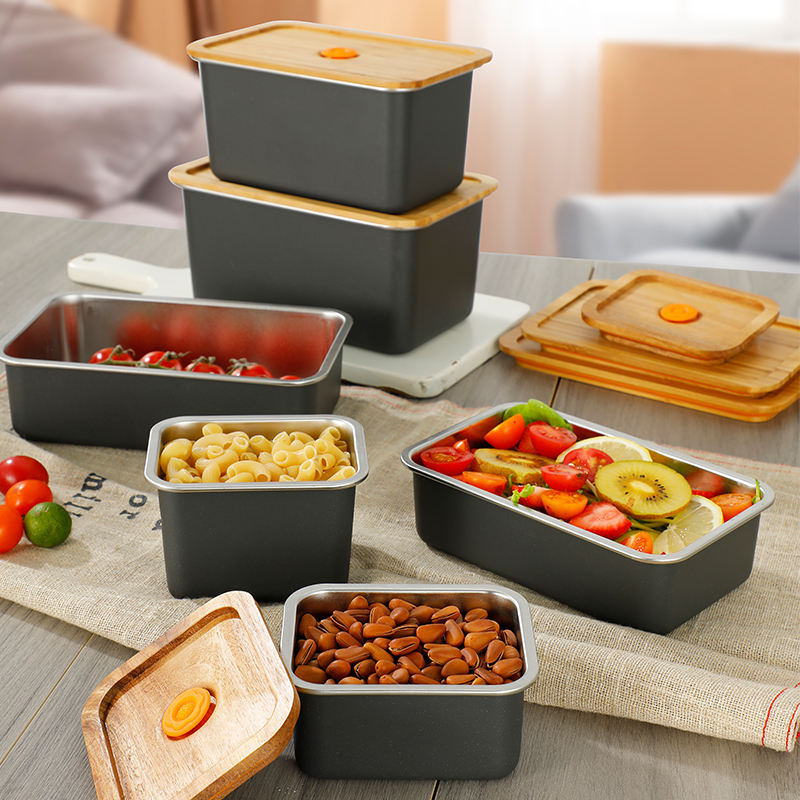 Lekfre Stainless Steel Food Containers with Bamboo Lid