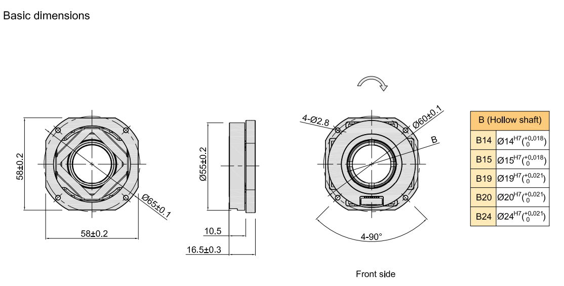 High Resolution Absolute Flange Encoder Ssi Multi Turn Servo Motor 15mm