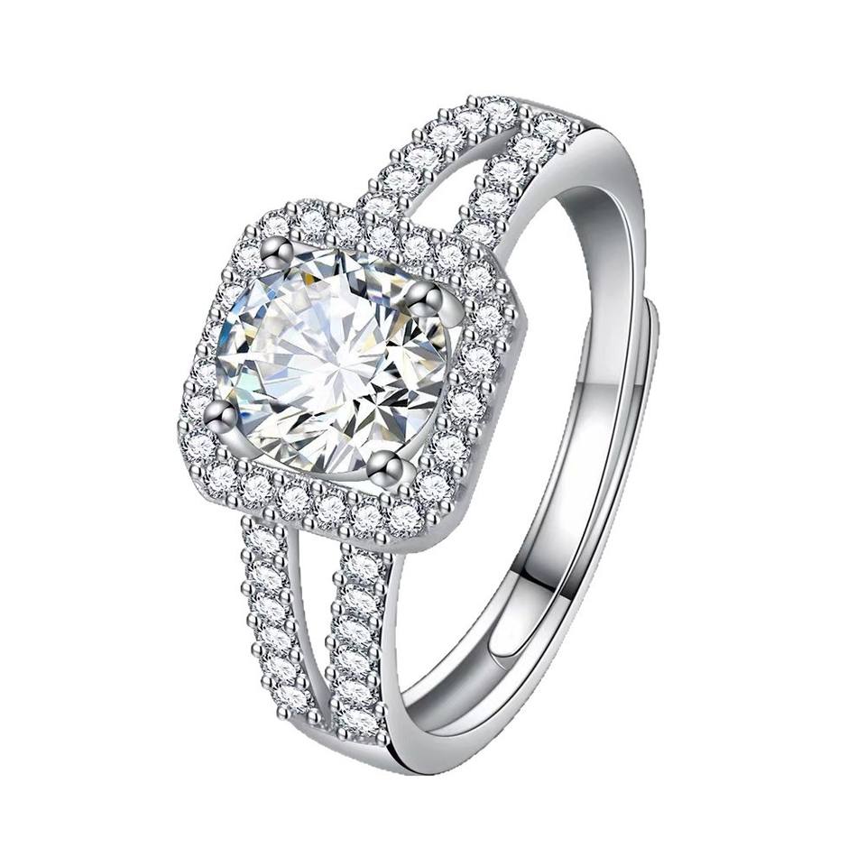Luxury Jewelry Micro-pave Zircon Princess Grown Ring Simulated ...