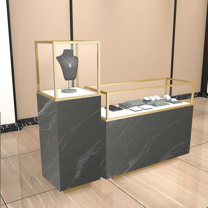 Glass Counter Display Jewelry Showcase Metal Stand