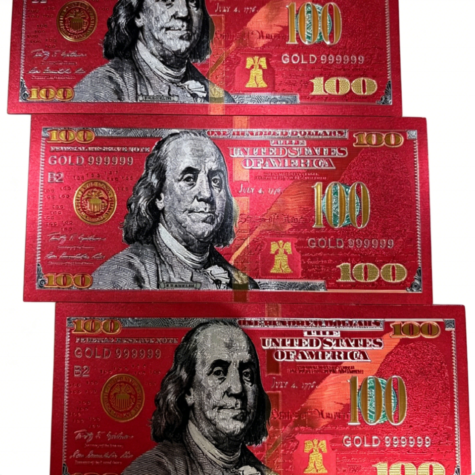 Prop Money Realistic USA Dollar Black Gold Foil Banknotes 100 Dollar ...