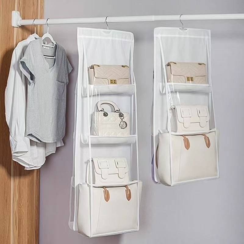 Large Size Clear Six-Mouth Hanging Storage Bag Double-Sided Handbag for ...