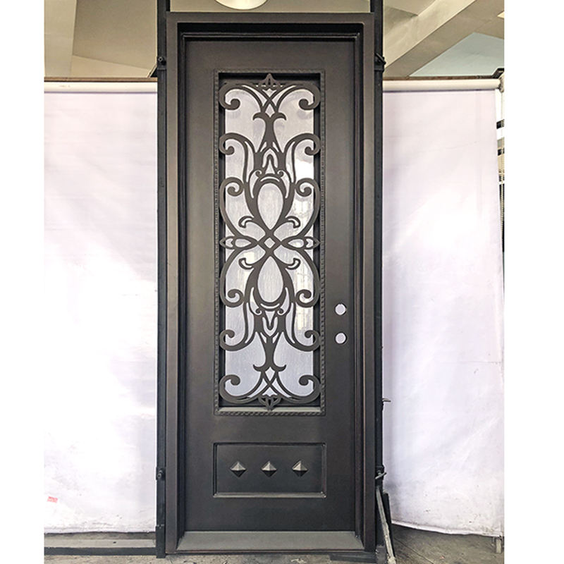 Anti-Theft Finished Wrought Iron Main Entrance Door Luxury Scroll ...