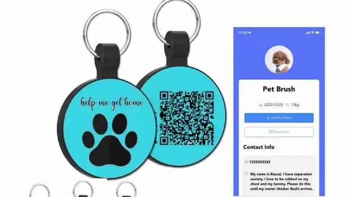 2024 Customized Free APP Silicone Dog Tag Anti-lost QR Code Silicone ...