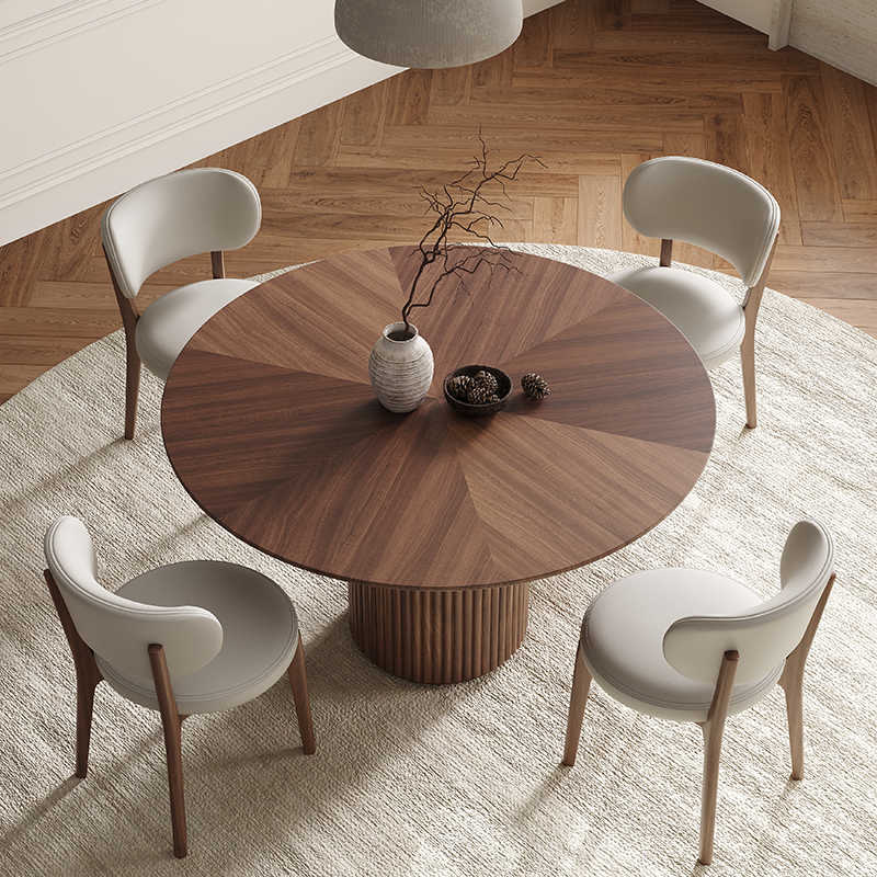 Japanese Dining Table - Solid Wood Round Modern Design