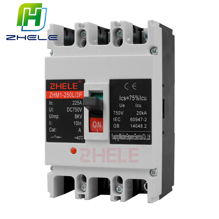 ZHELE DC MCCB 2P 3P 4P DC500V 750V 1000V 125A 250A 400A 630A Moulded Case circuit breaker Solar ...