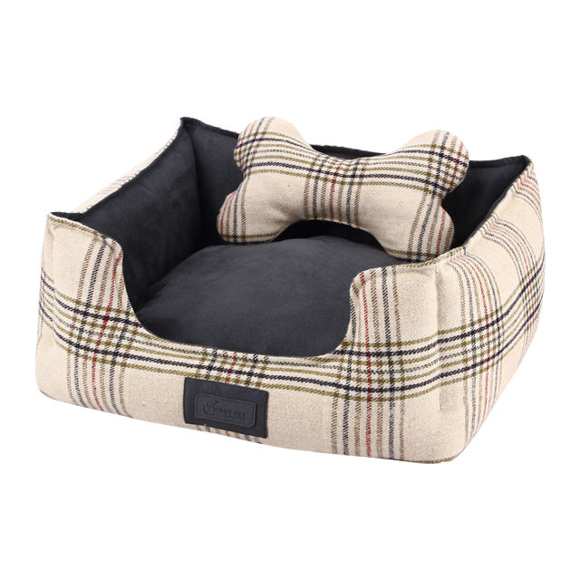Cama De Perro Checker Patterns Rectangular Pet Bed Tweed Style Dog Bed ...