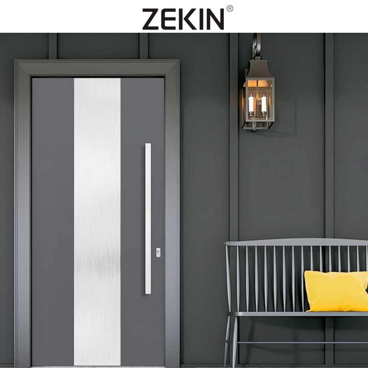 ZEKIN DOOR Luxury Modern Entry Aluminum Pivot Door Stainless Steel Design Anti-Theft Exterior ...