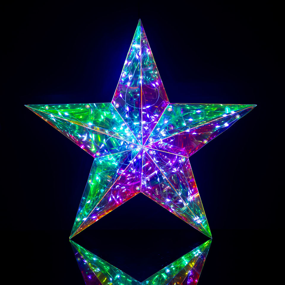Starlight Crystal Effect Holographic Five-pointed Led Light Star Party ...